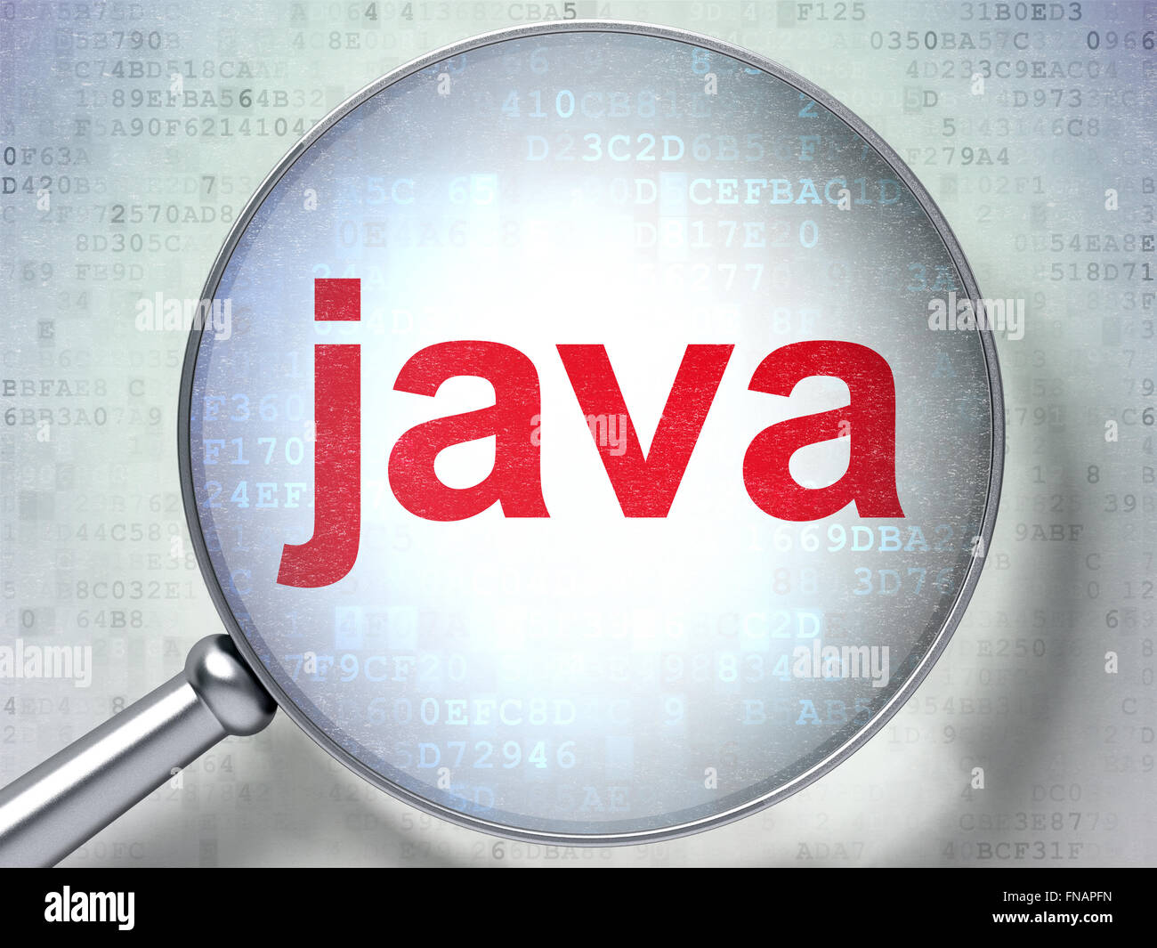 Programming concept: Java with optical glass Stock Photo - Alamy