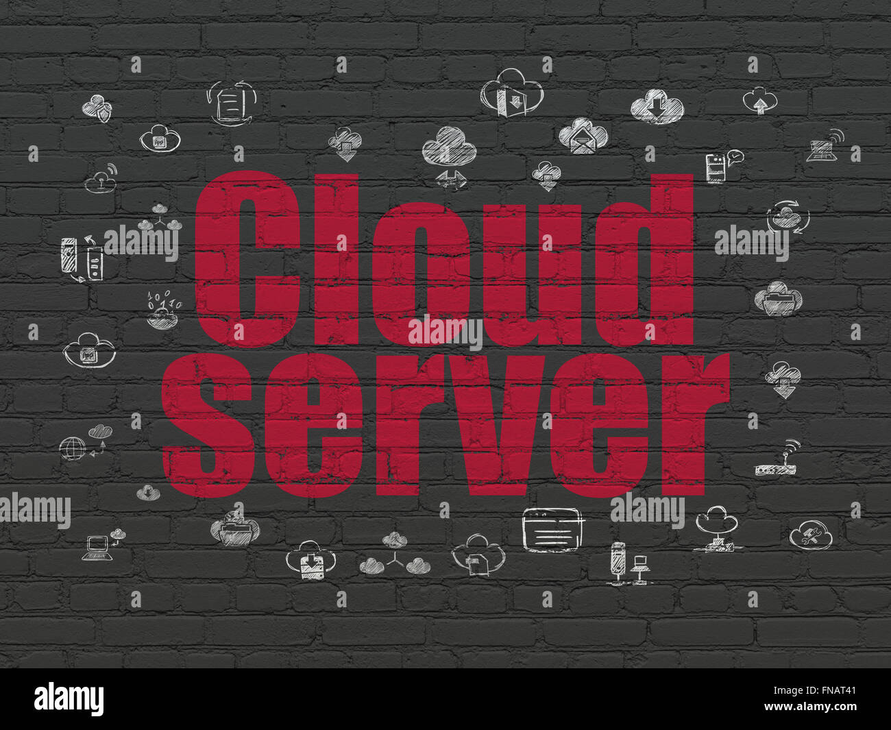 Cloud networking concept: Cloud Server on wall background Stock Photo ...