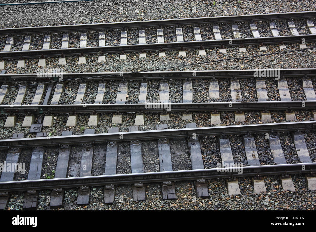 railroad tracks in the rain Stock Photo - Alamy
