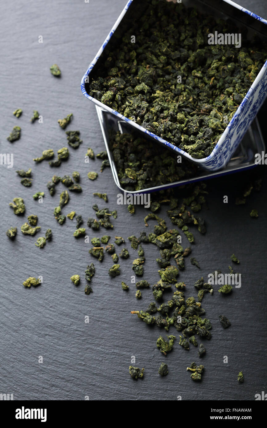 Dried green tea leaves in hi-res stock photography and images - Alamy