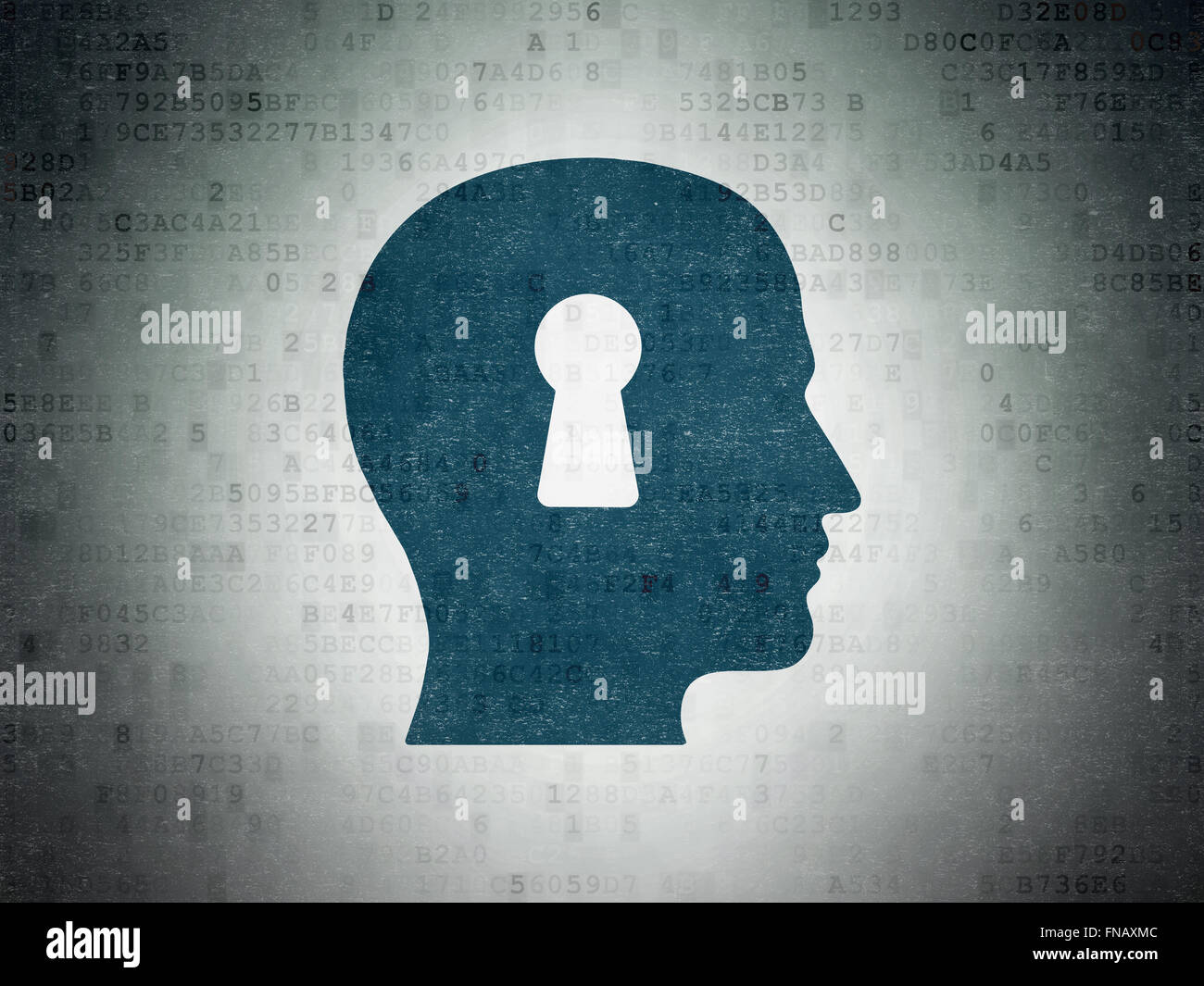 Business concept: Head With Keyhole on Digital Paper background Stock ...