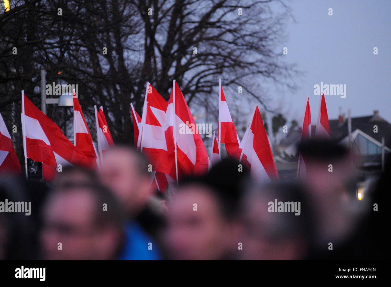 Vienna, Austria. 14th Mar, 2016. Demonstration of the FPÖ (Freedom Party of Austria) against a ...