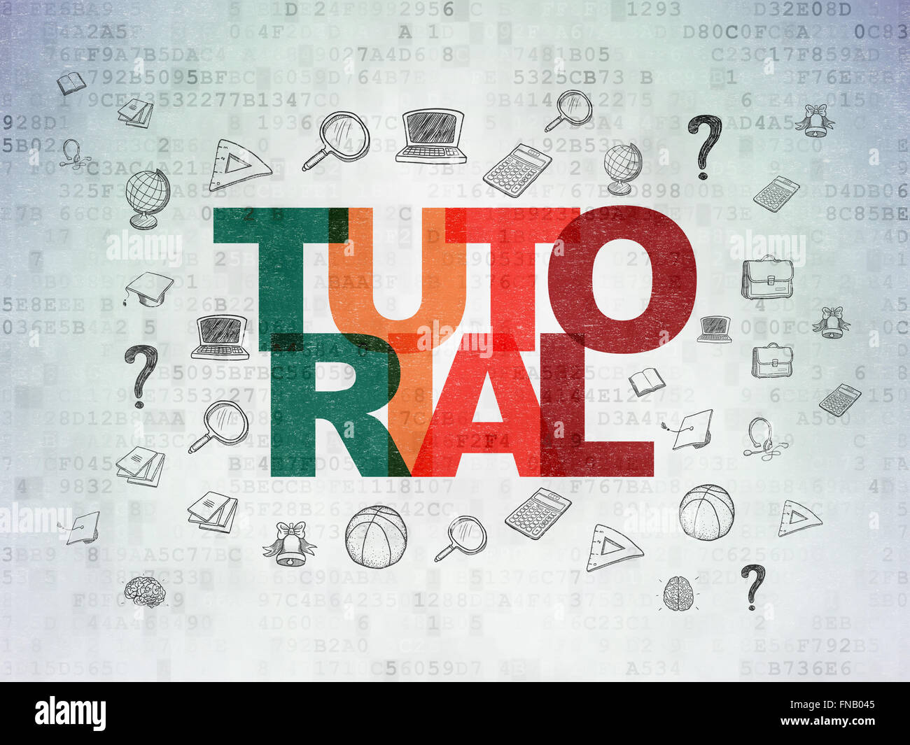Studying concept: Tutorial on Digital Paper background Stock Photo - Alamy