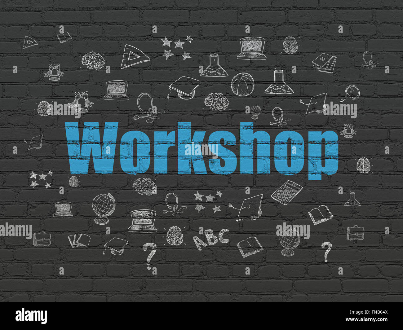 Studying concept: Workshop on wall background Stock Photo - Alamy