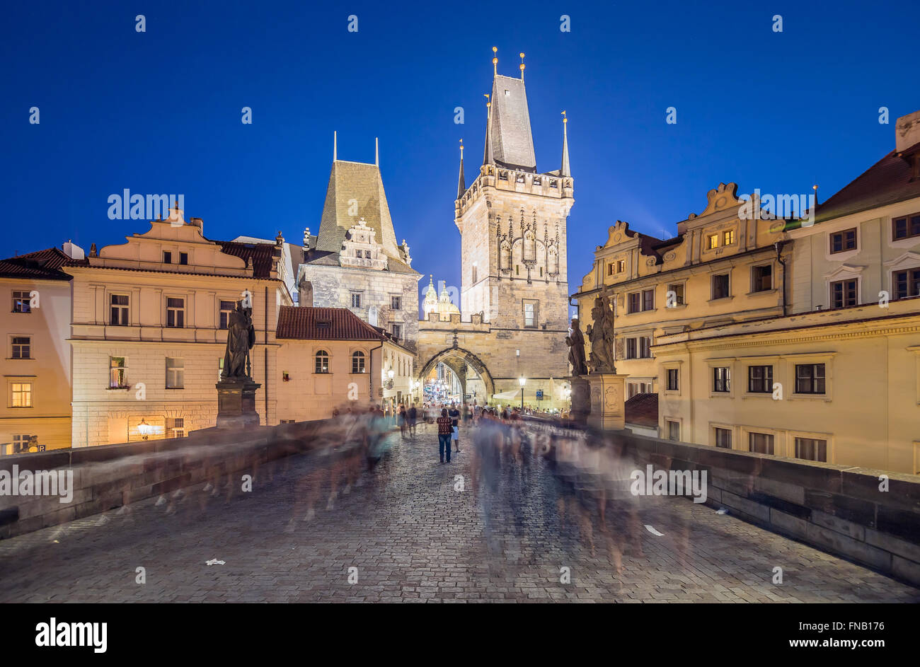 Prague Charles Bridge at night Stock Photo - Alamy