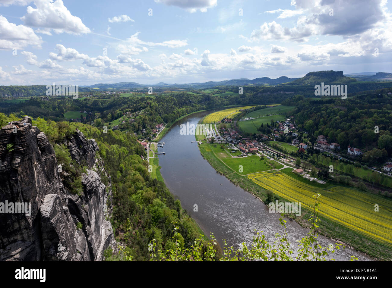 Germany sachsische schweiz elbe sandstone highlands elbe valley river ...