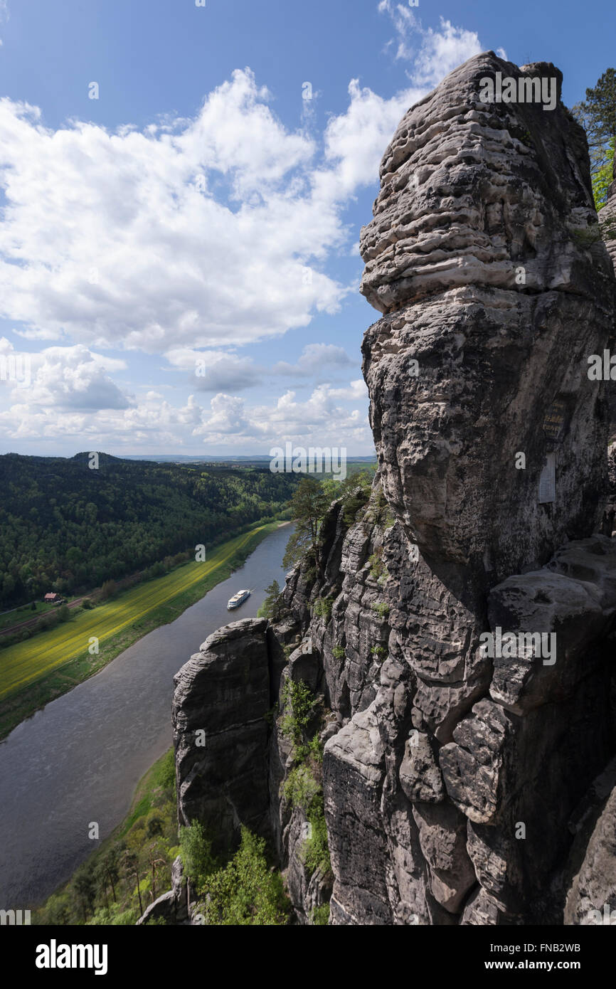 Germany sachsische schweiz elbe sandstone highlands elbe valley river ...
