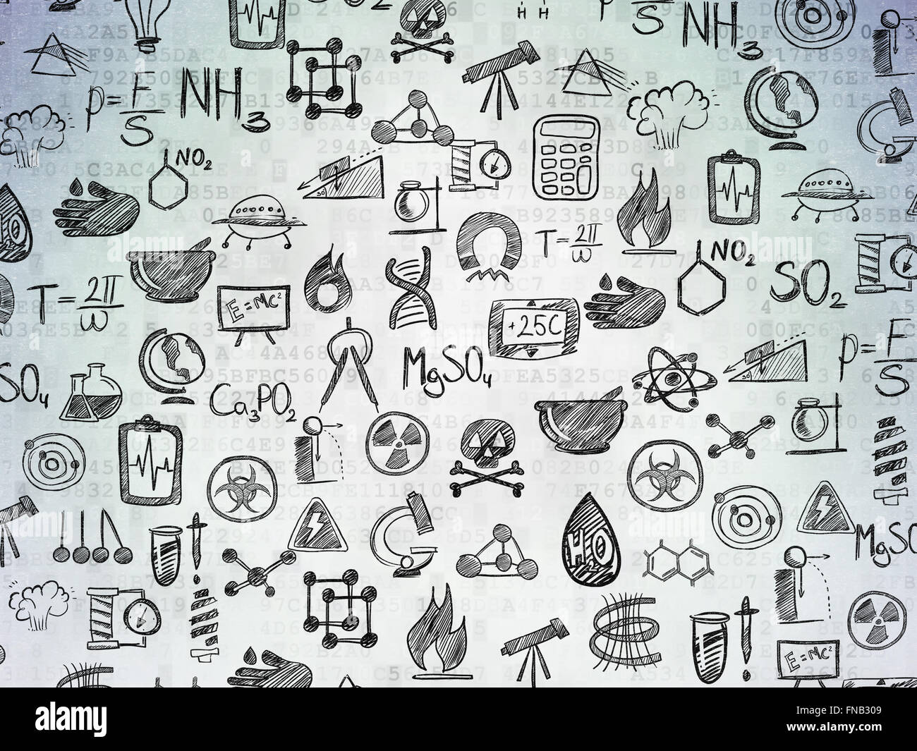 Digital background: Digital Paper with Hand Drawn Science Icons Stock ...