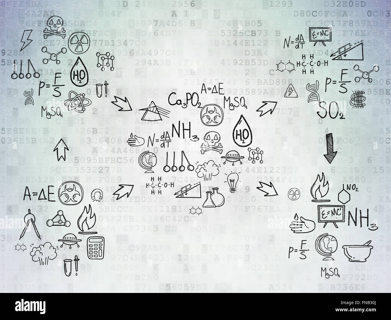 Digital background: Digital Paper with Hand Drawn Science Icons Stock ...