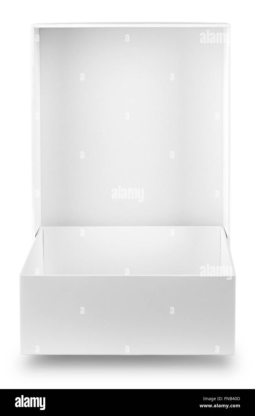 White open empty box isolated on white background Stock Photo - Alamy