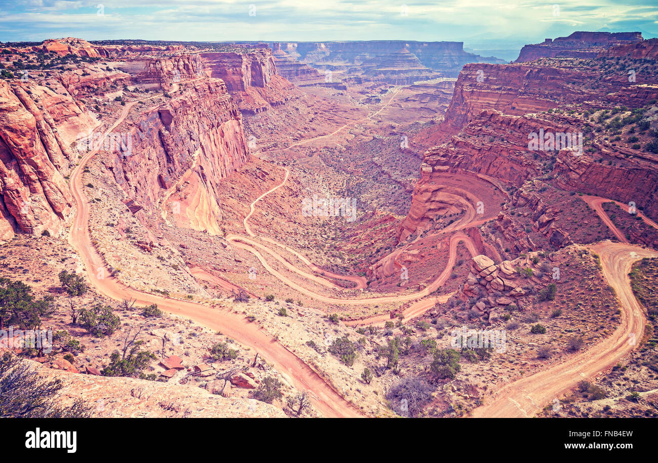 Vintage toned Views White Rim Road in Canyonlands National Park, USA ...