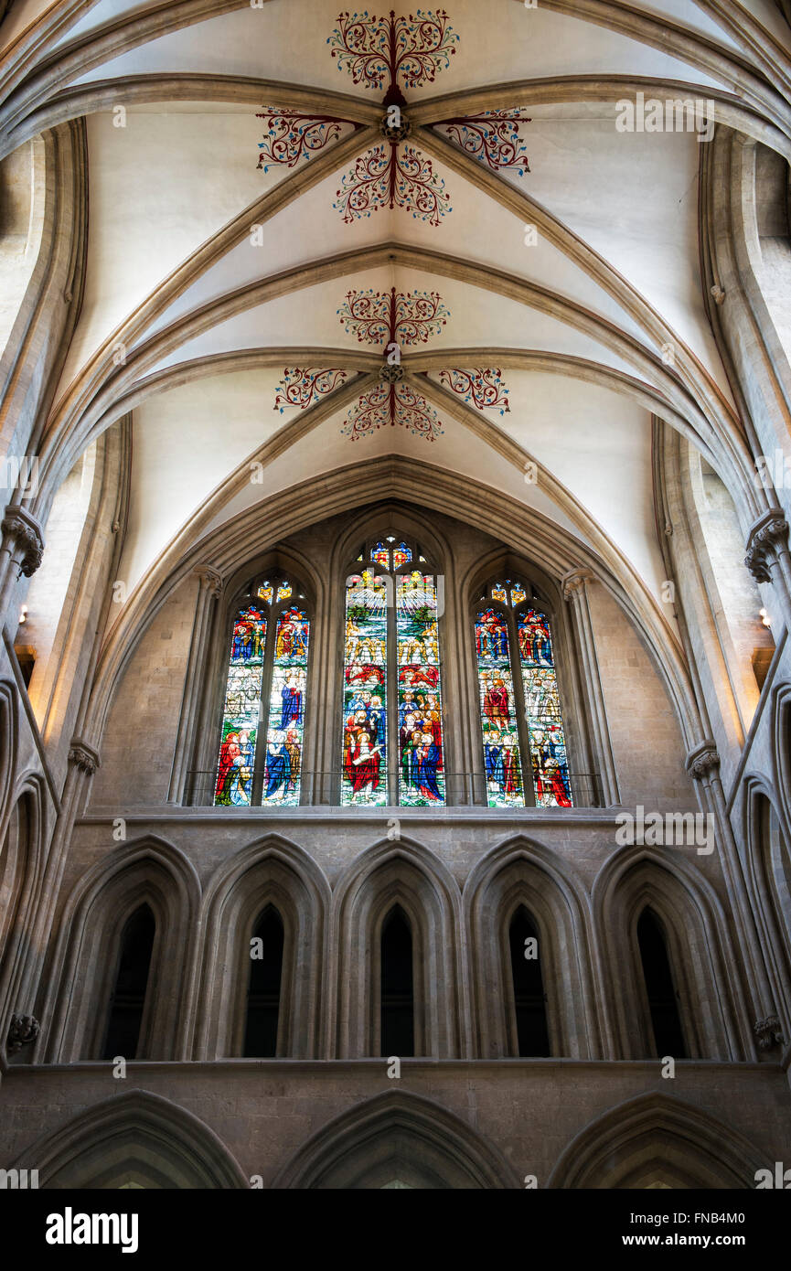 South Transept stained glass window. Wells Cathedral. Somerset, England ...
