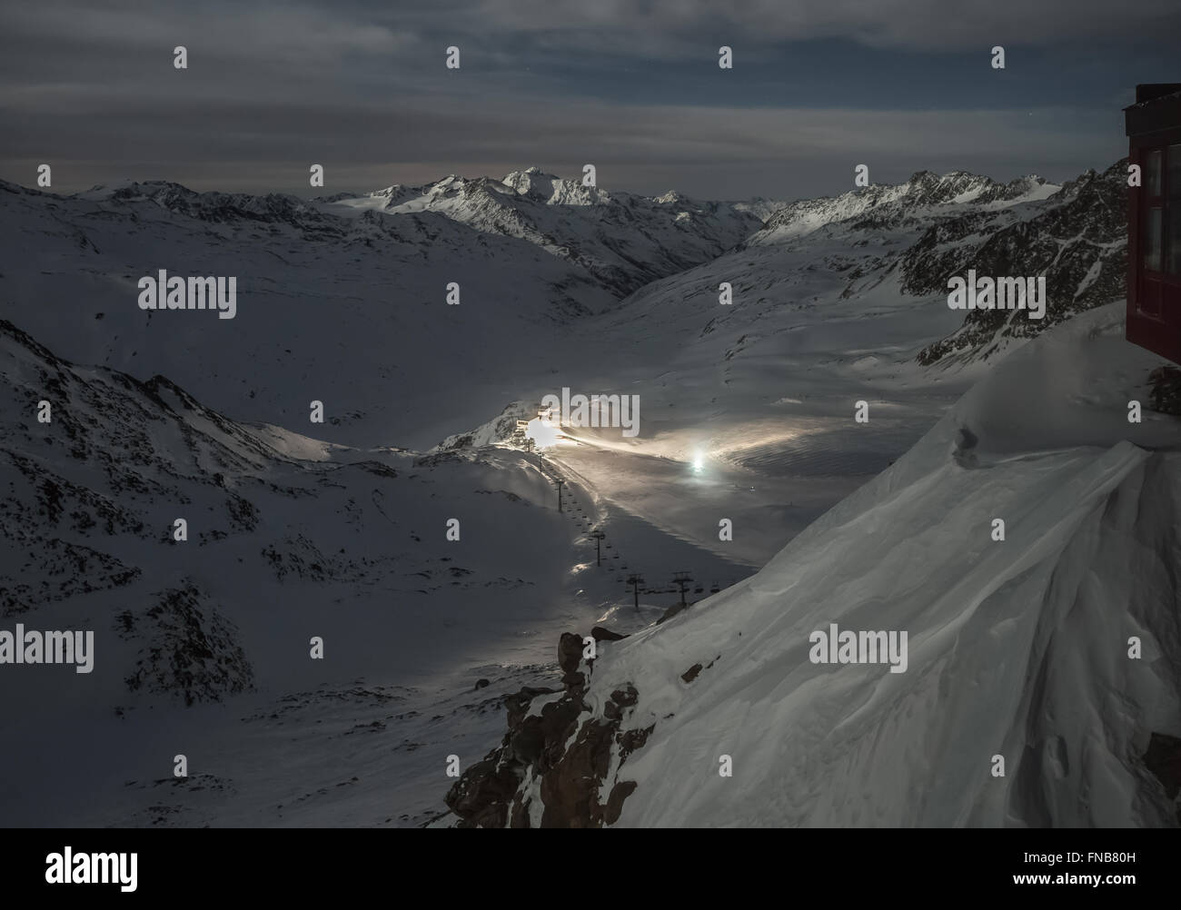 Snowy alps at night Stock Photo - Alamy