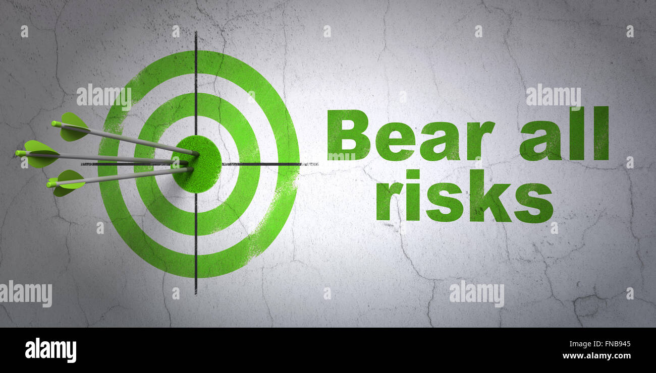 Insurance concept: target and Bear All Risks on wall background Stock ...