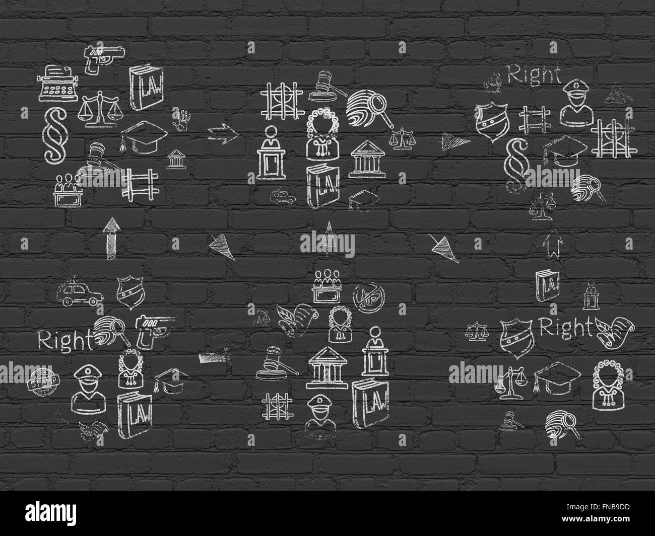 Grunge background: Black Brick wall texture with Painted Hand Drawn Law ...