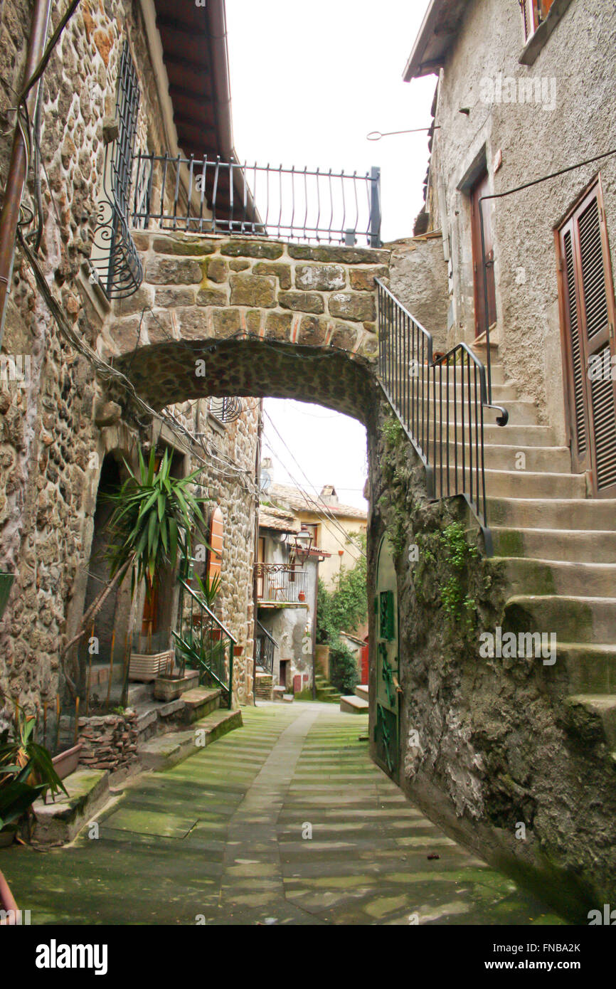 Calcata's medieval alleway in winter Stock Photo - Alamy