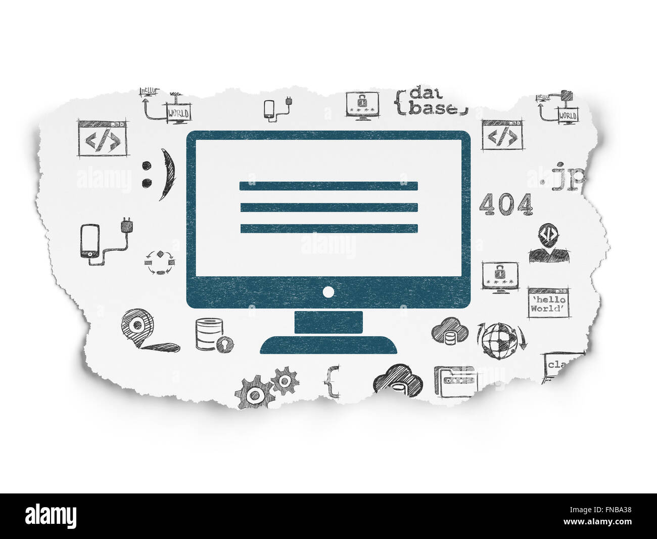 Software concept: Monitor on Torn Paper background Stock Photo - Alamy