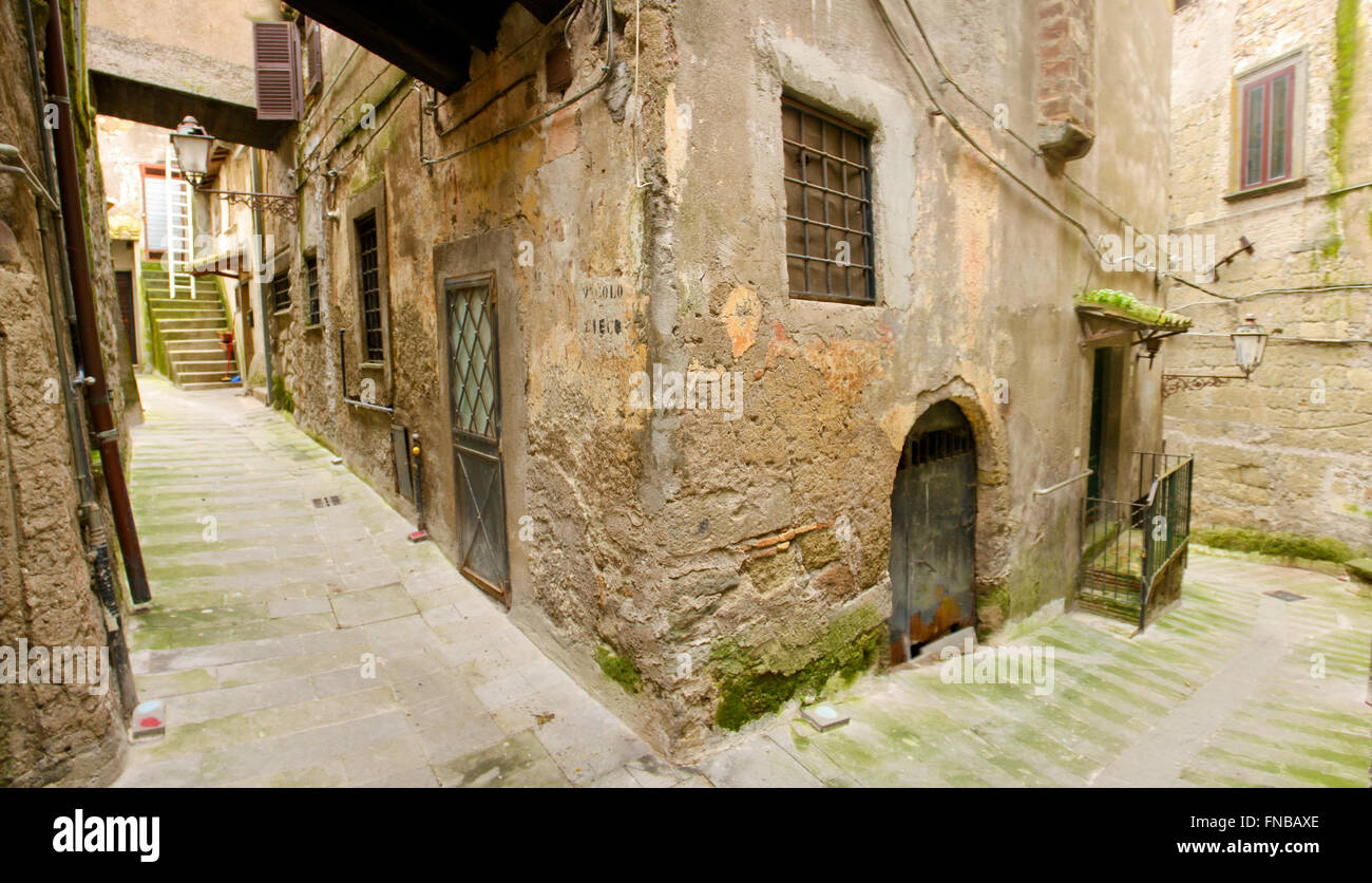 Calcata's medieval alleway in winter Stock Photo - Alamy