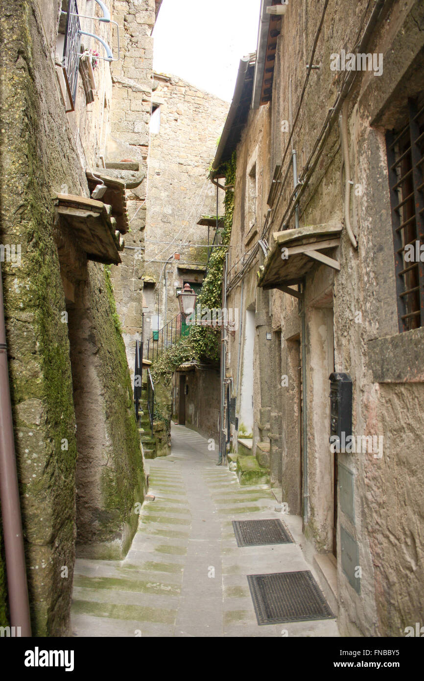 Calcata's medieval alleway in winter Stock Photo - Alamy