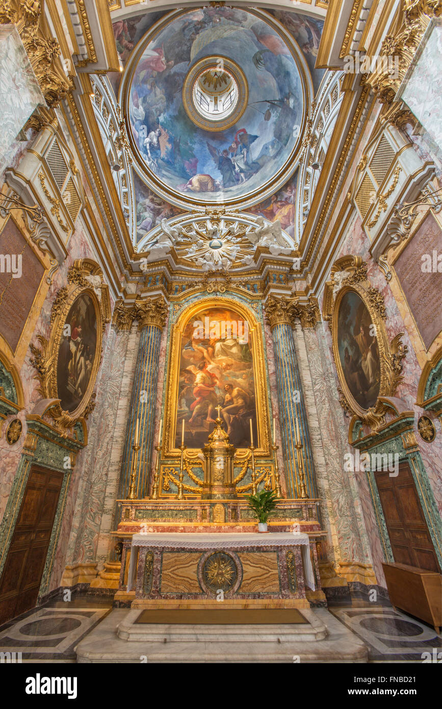 ROME, ITALY - MARCH 25, 2015: The sancutary with altarpiece The ...