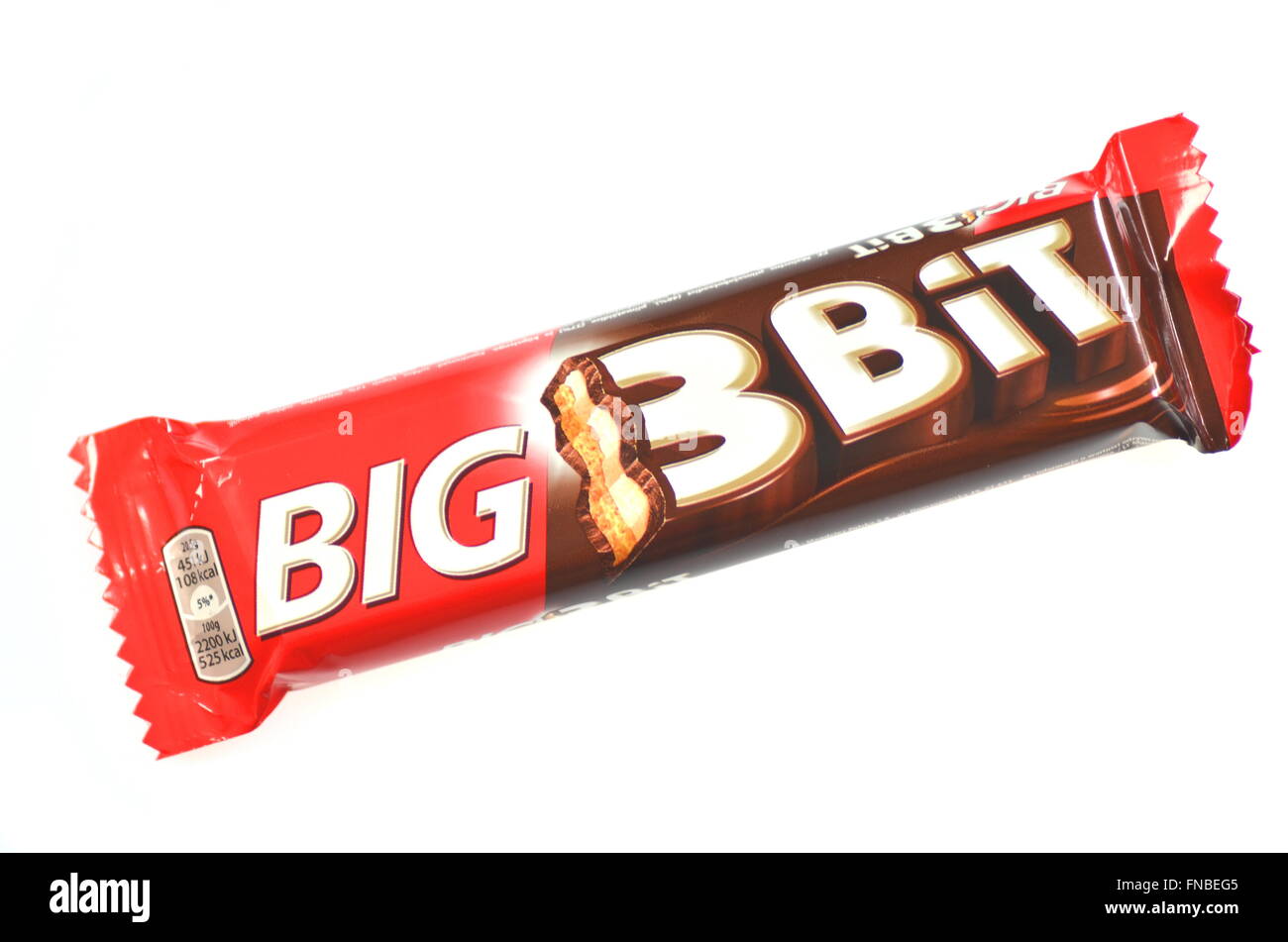 3Bit chocolate bar isolated on white background. 3Bit bars are produced ...