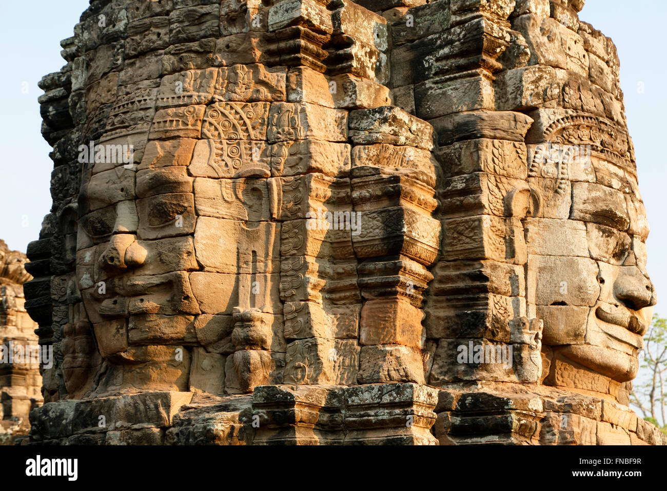 Close-up of face tower, Bayon Temple, Angkor Thom, Angkor ...