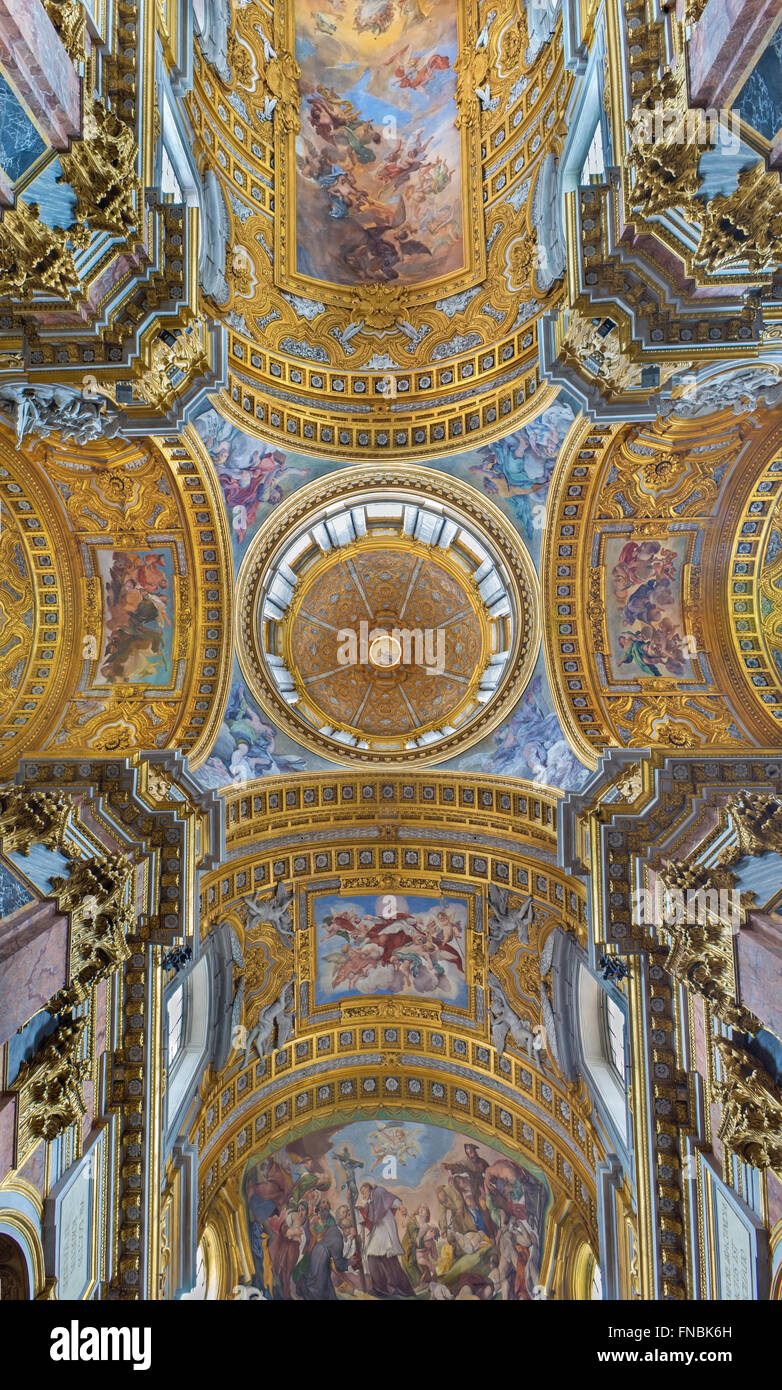 ROME, ITALY - MARCH 25, 2015: The ceiling of baroque church Basilica ...