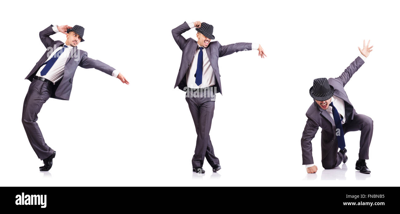 Dancing businessman isolated on white Stock Photo - Alamy