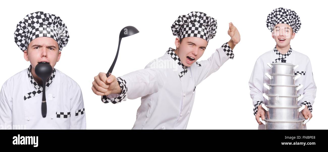 Set of photos with funny cook Stock Photo - Alamy