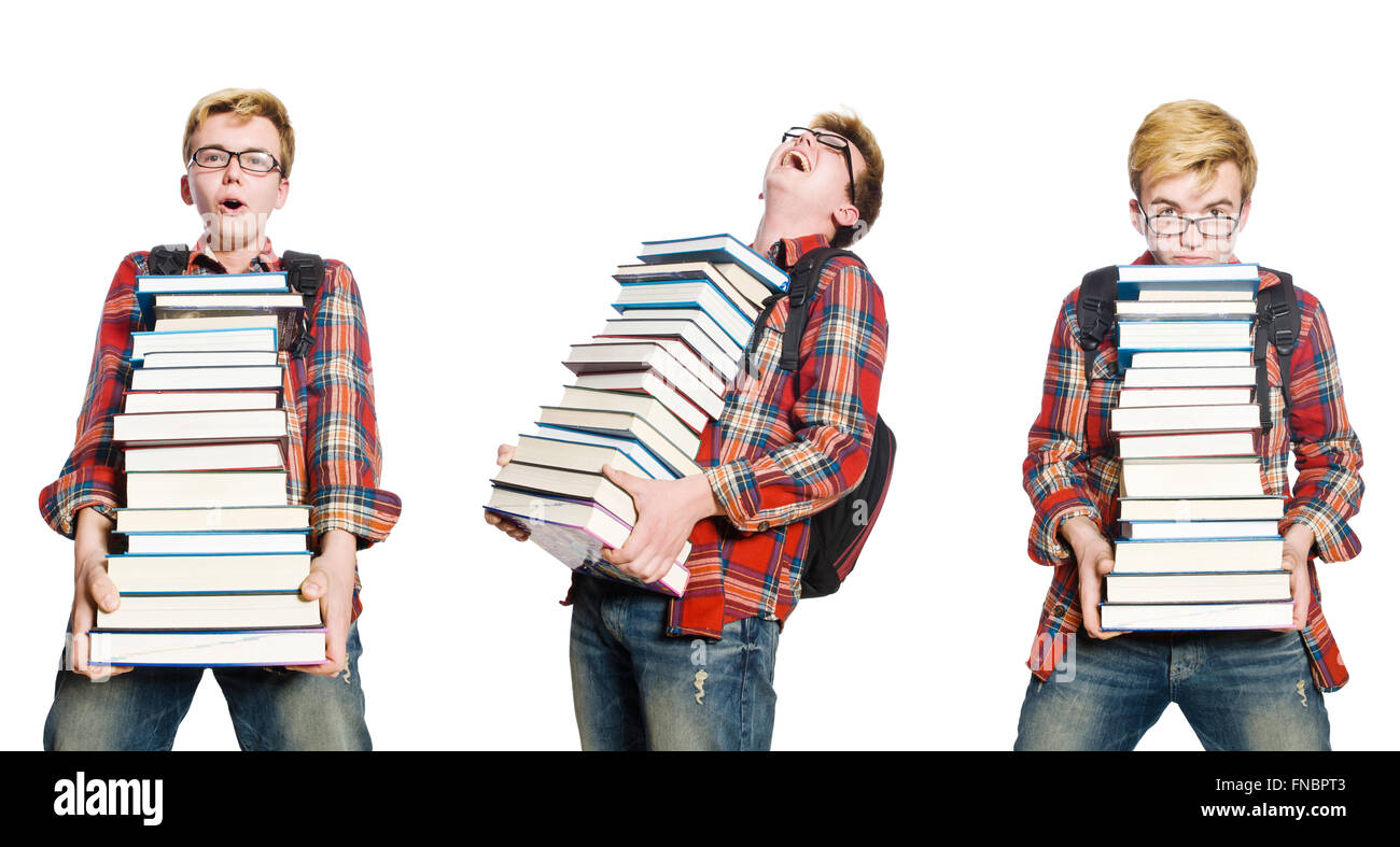 Composite photo of student with books Stock Photo - Alamy