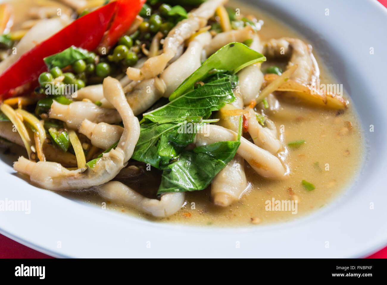 Thailand Food mushrooms with ginger chilli pepper Stock Photo - Alamy