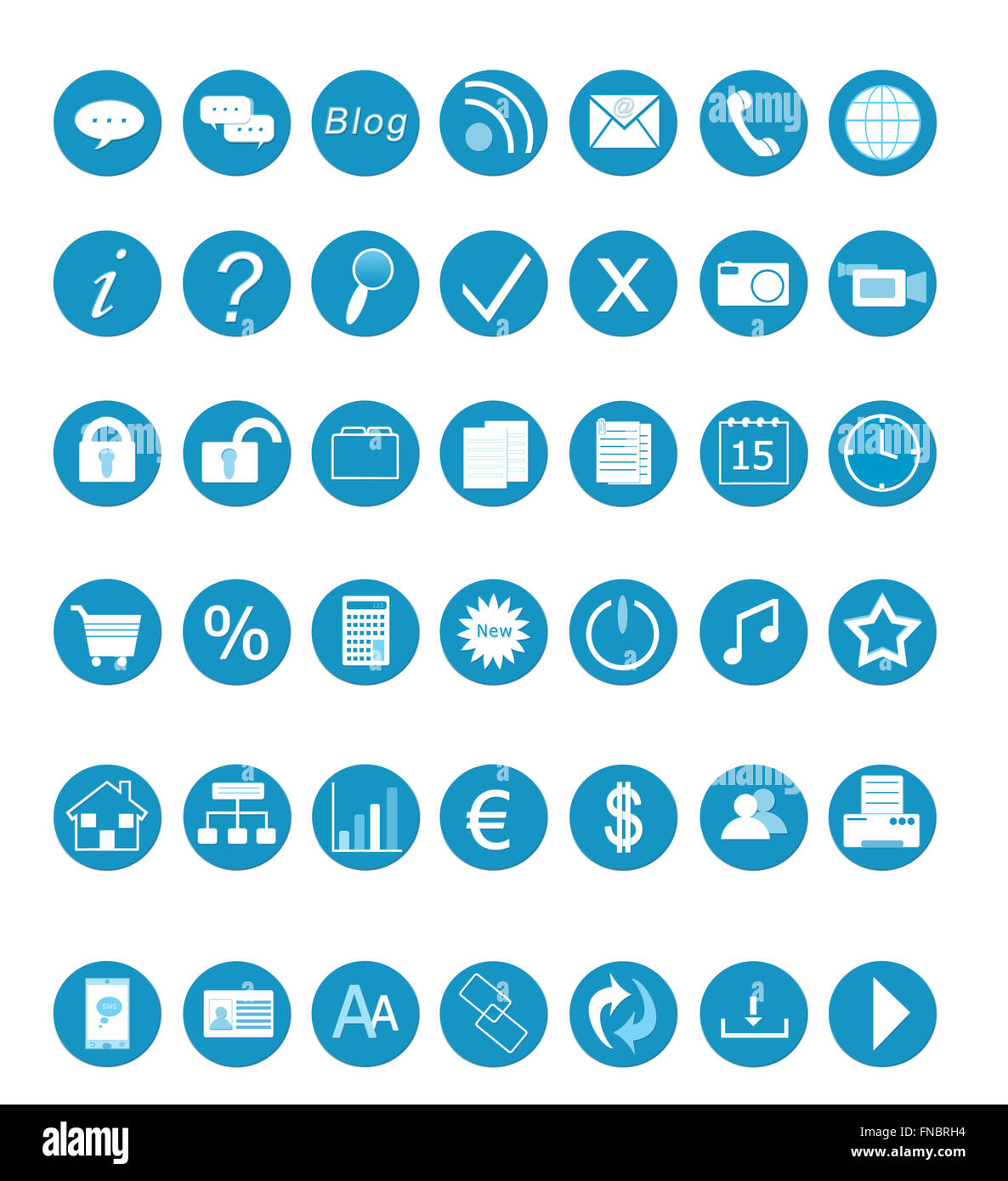 Set of blue icons for the Web Stock Photo - Alamy