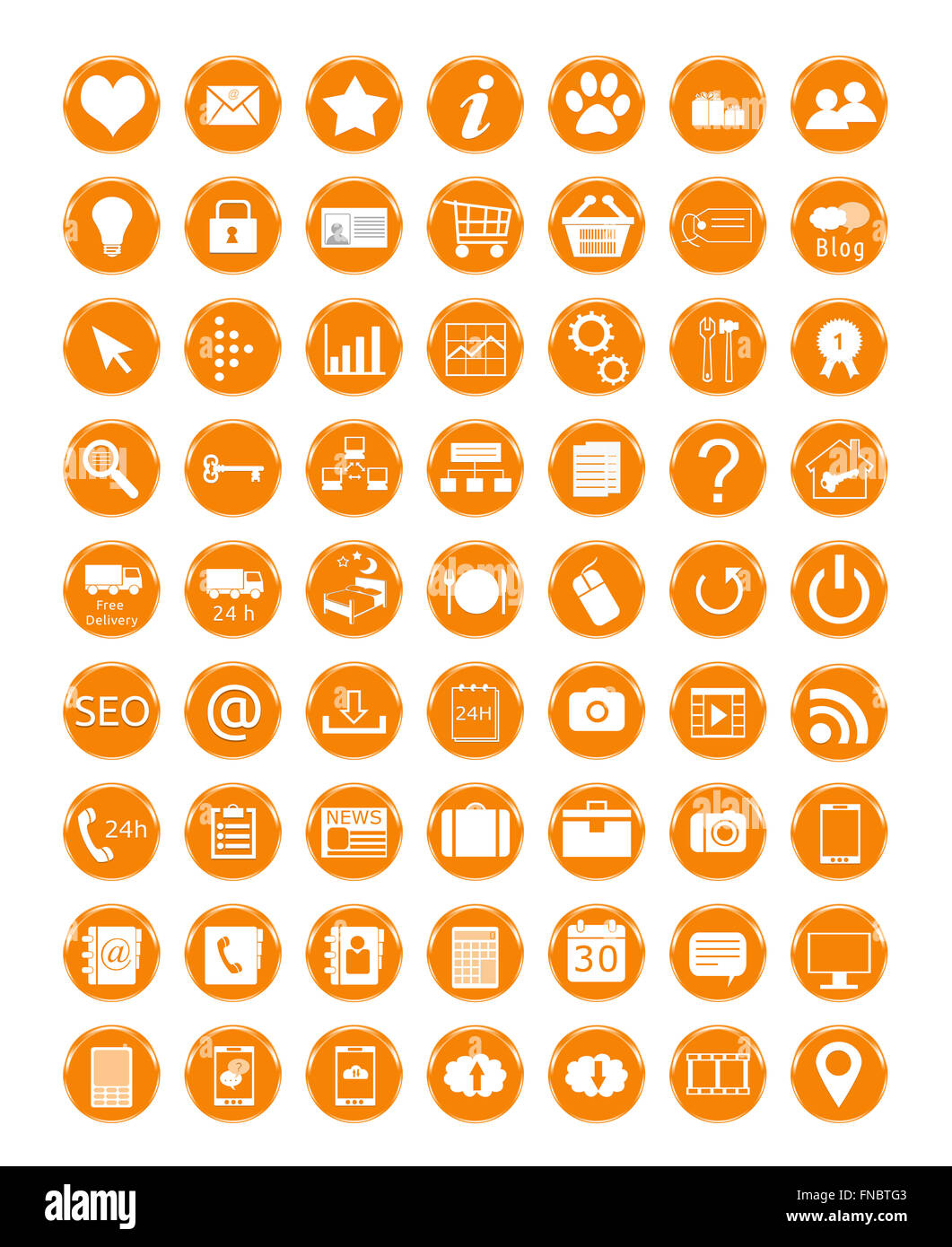 Set of web icons in orange color Stock Photo - Alamy