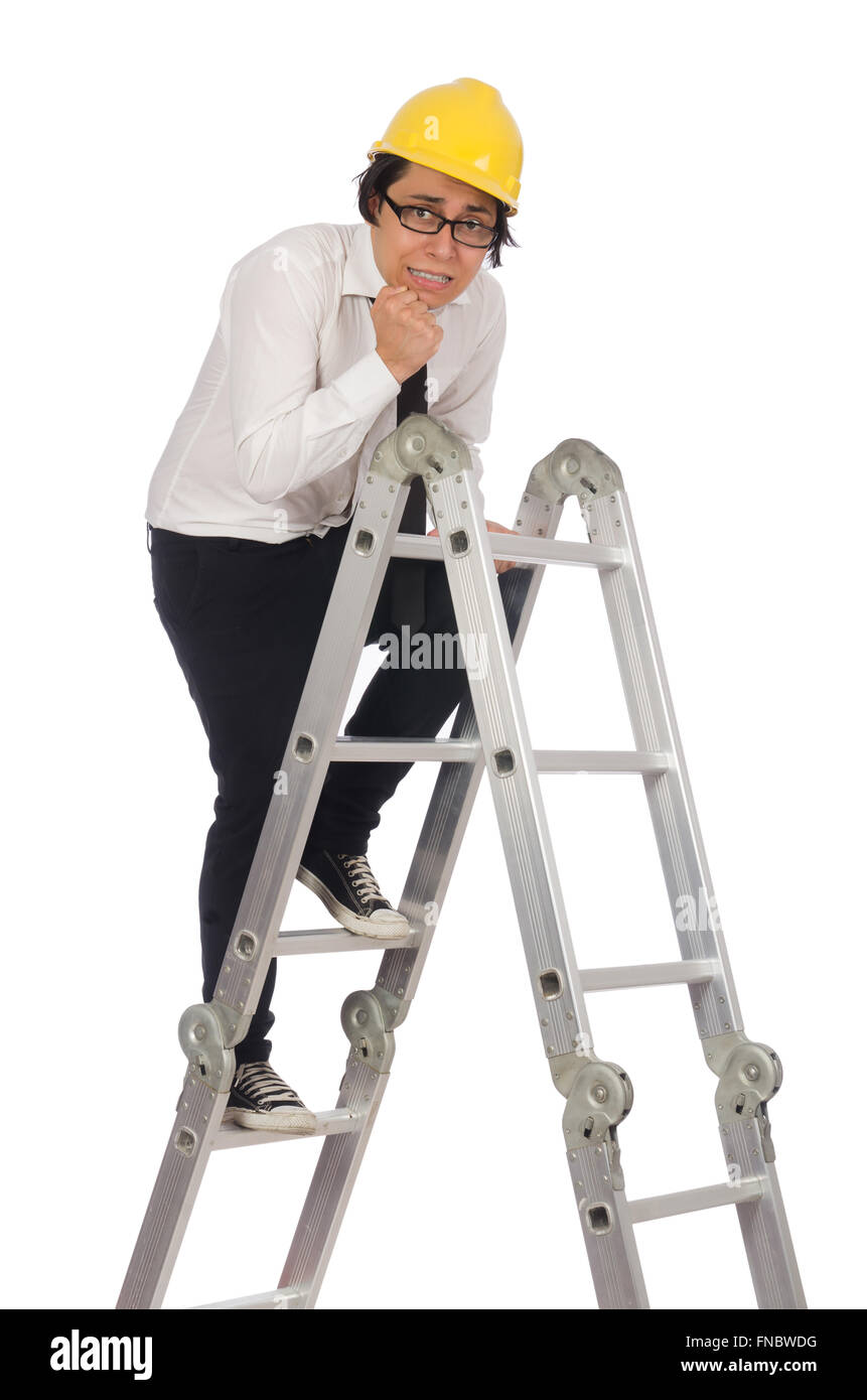 Surprised man in construction Cut Out Stock Images & Pictures - Alamy