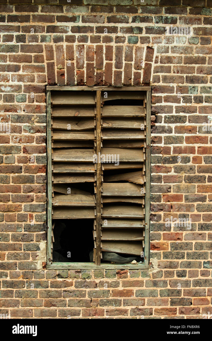 Brick wall window opening in a very old building Stock Photo - Alamy