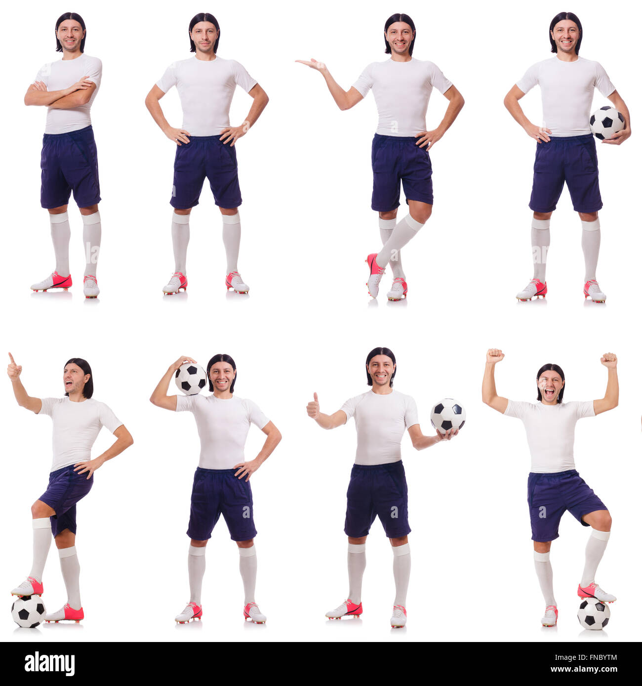 Young male football player isolated on white Stock Photo - Alamy