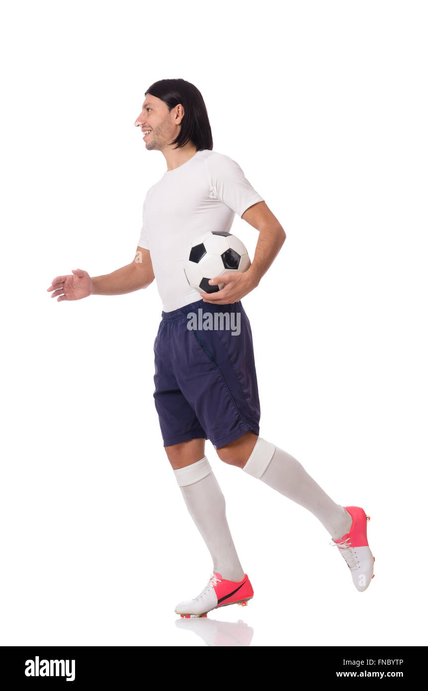 Young footballer isolated on the white Stock Photo - Alamy