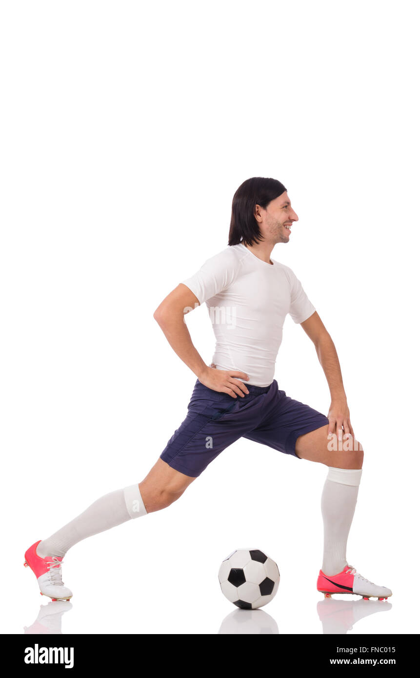 Young footballer isolated on the white Stock Photo - Alamy