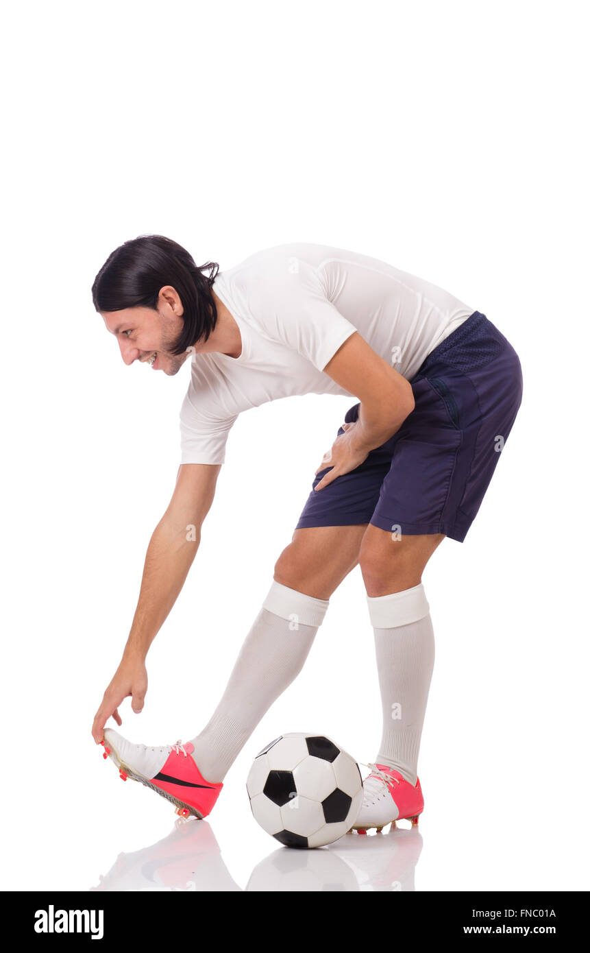 Young footballer isolated on the white Stock Photo - Alamy