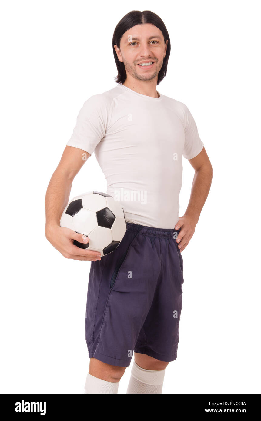 Young footballer isolated on the white Stock Photo - Alamy