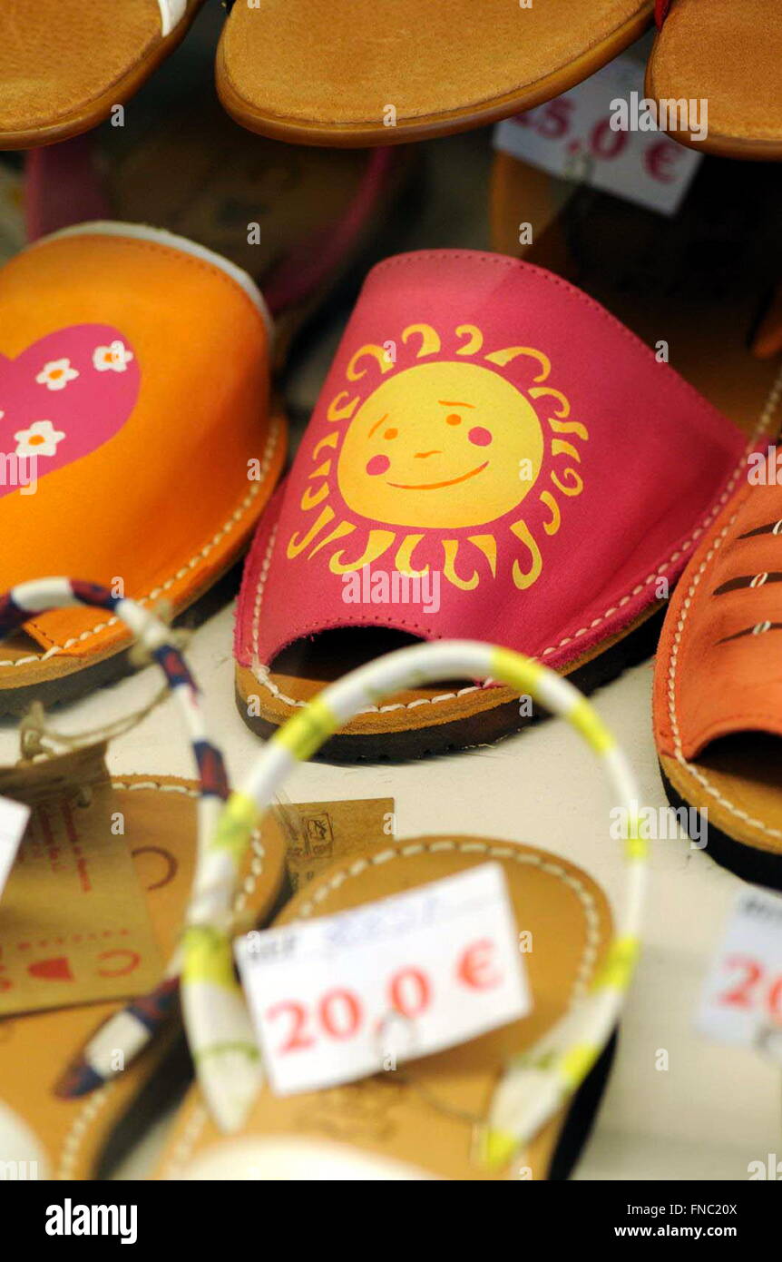 ´Albarcas´ typical leather sandals from Minorca (Balearic Islands ...