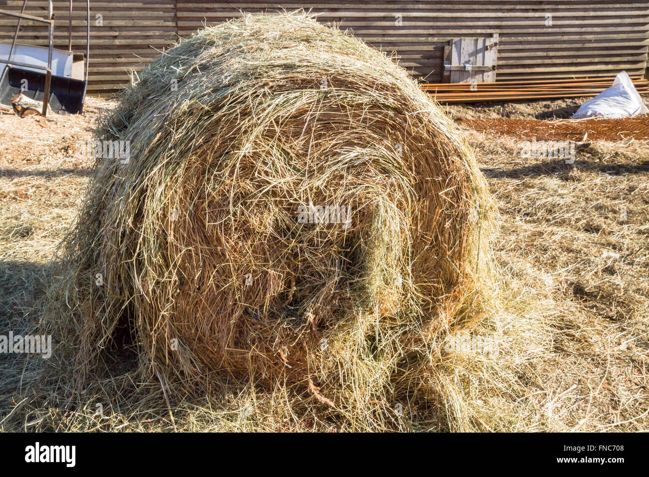 Haystack on the farm Stock Photo - Alamy