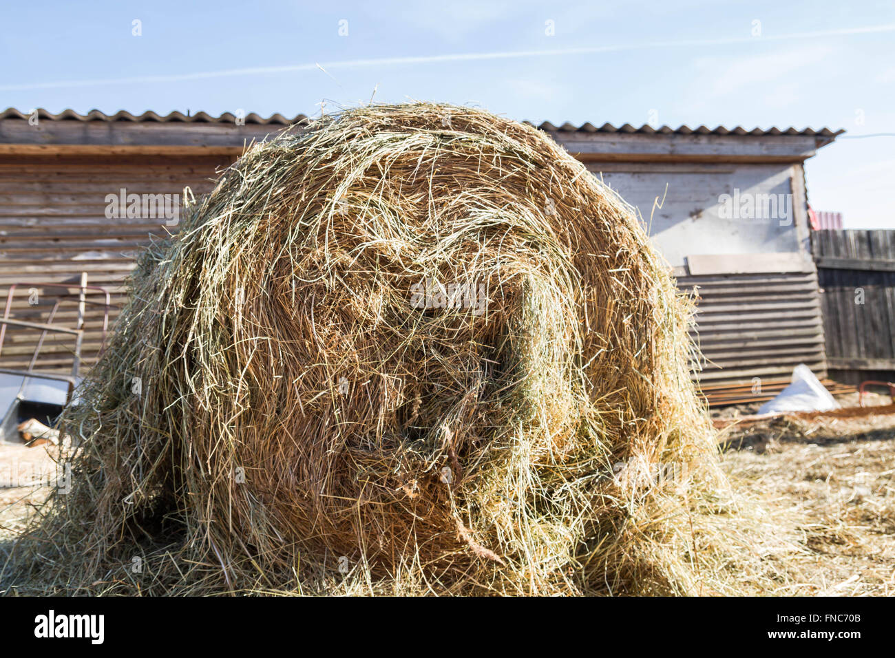 Haystack on the farm Stock Photo - Alamy