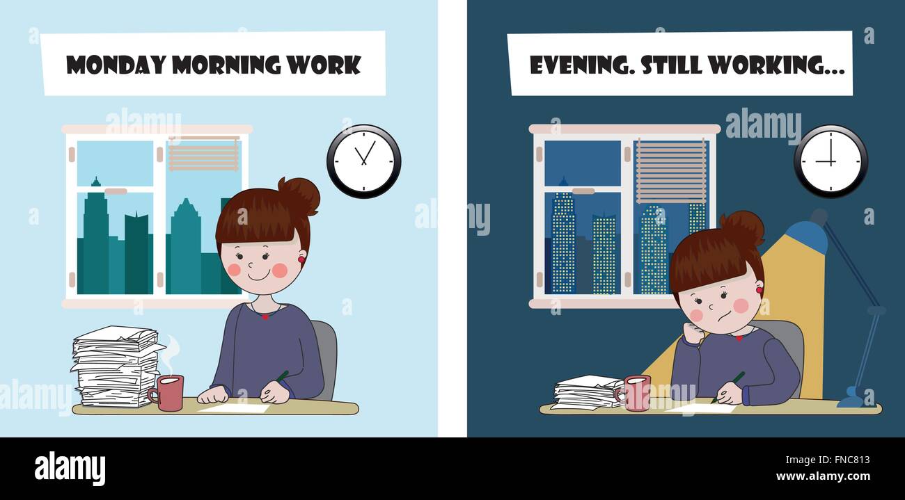 Working late in night Stock Vector Images - Alamy