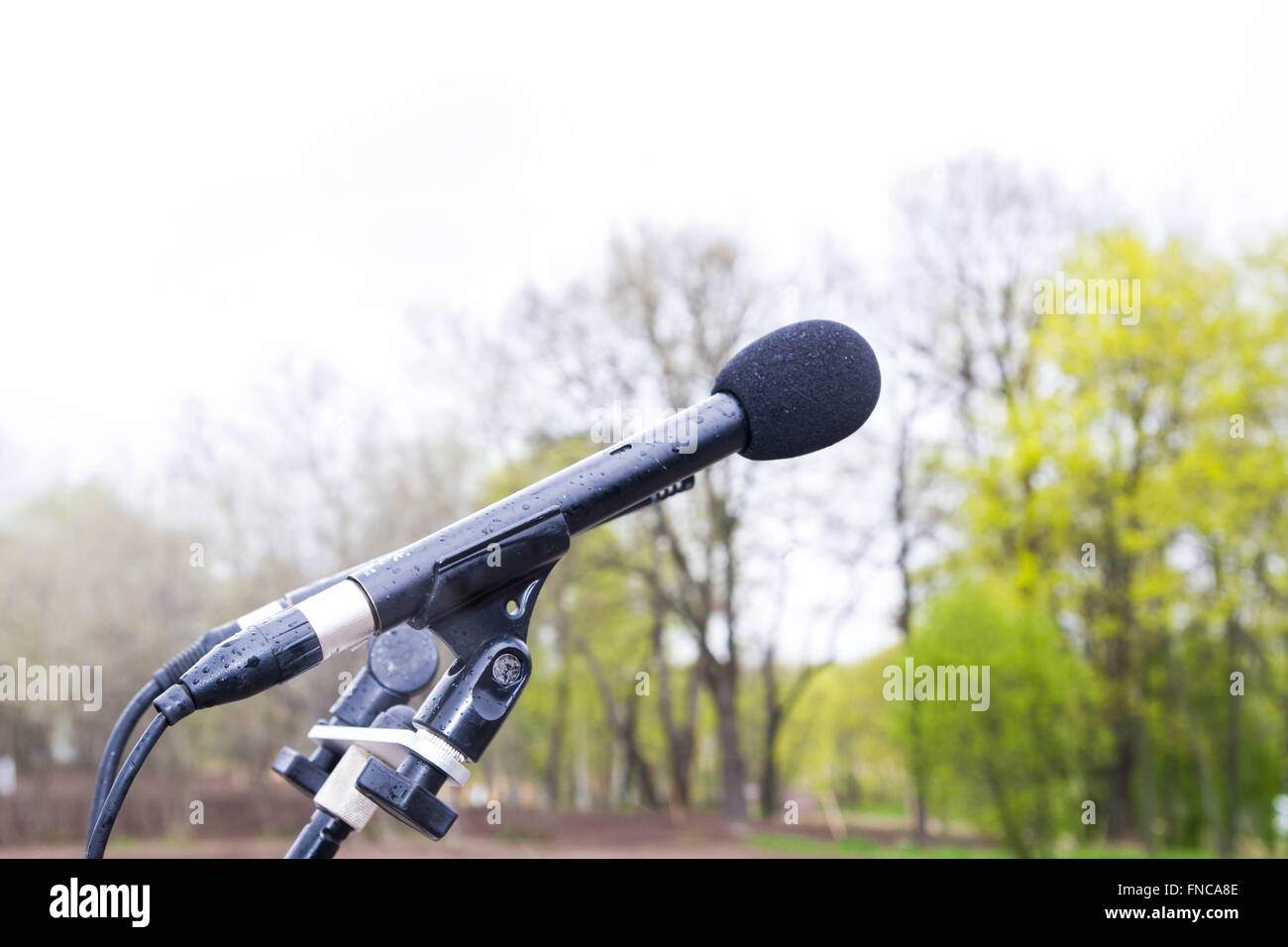 Black microphone on the street at the event Stock Photo - Alamy