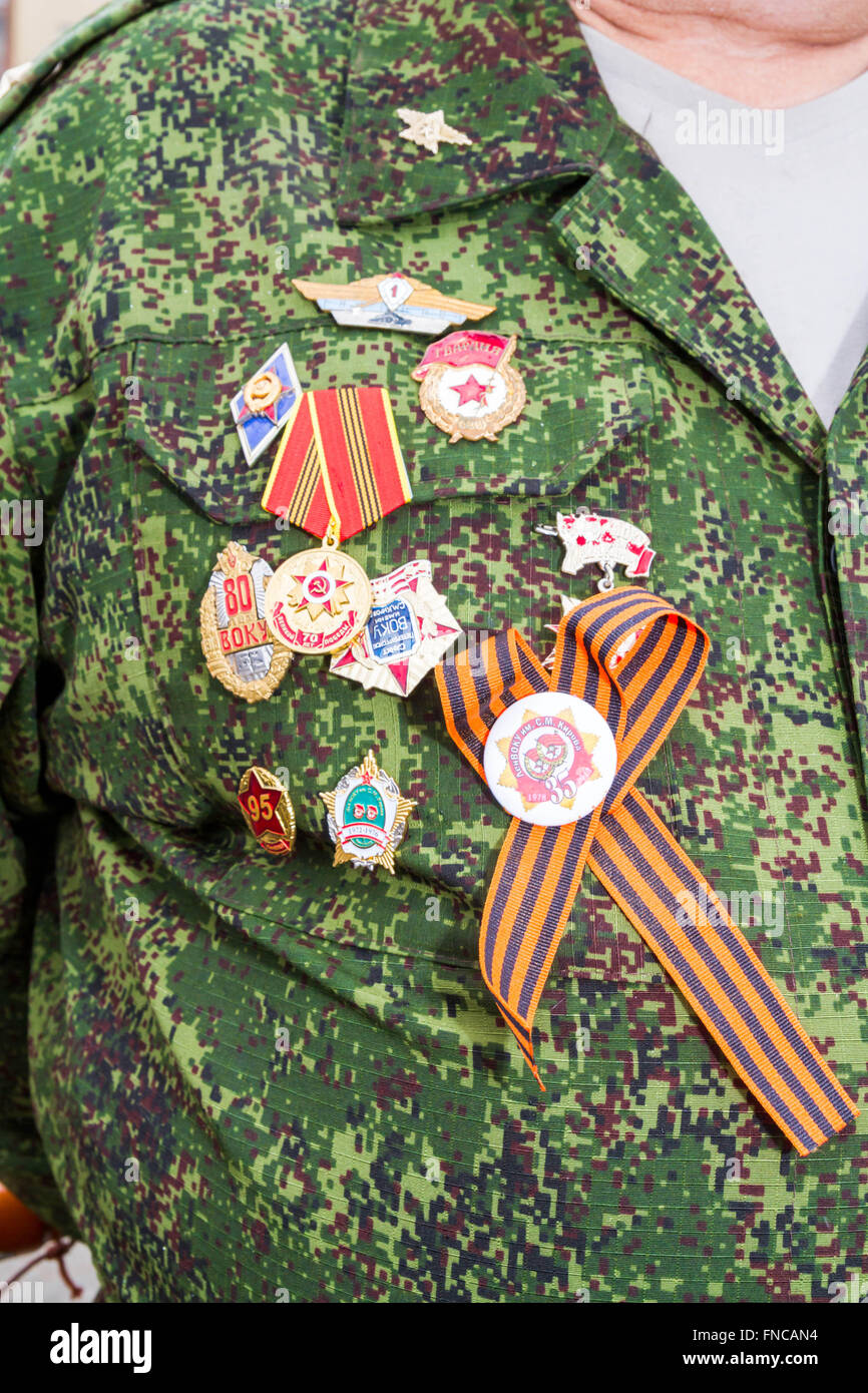 Medals on the chest of a veteran Stock Photo - Alamy