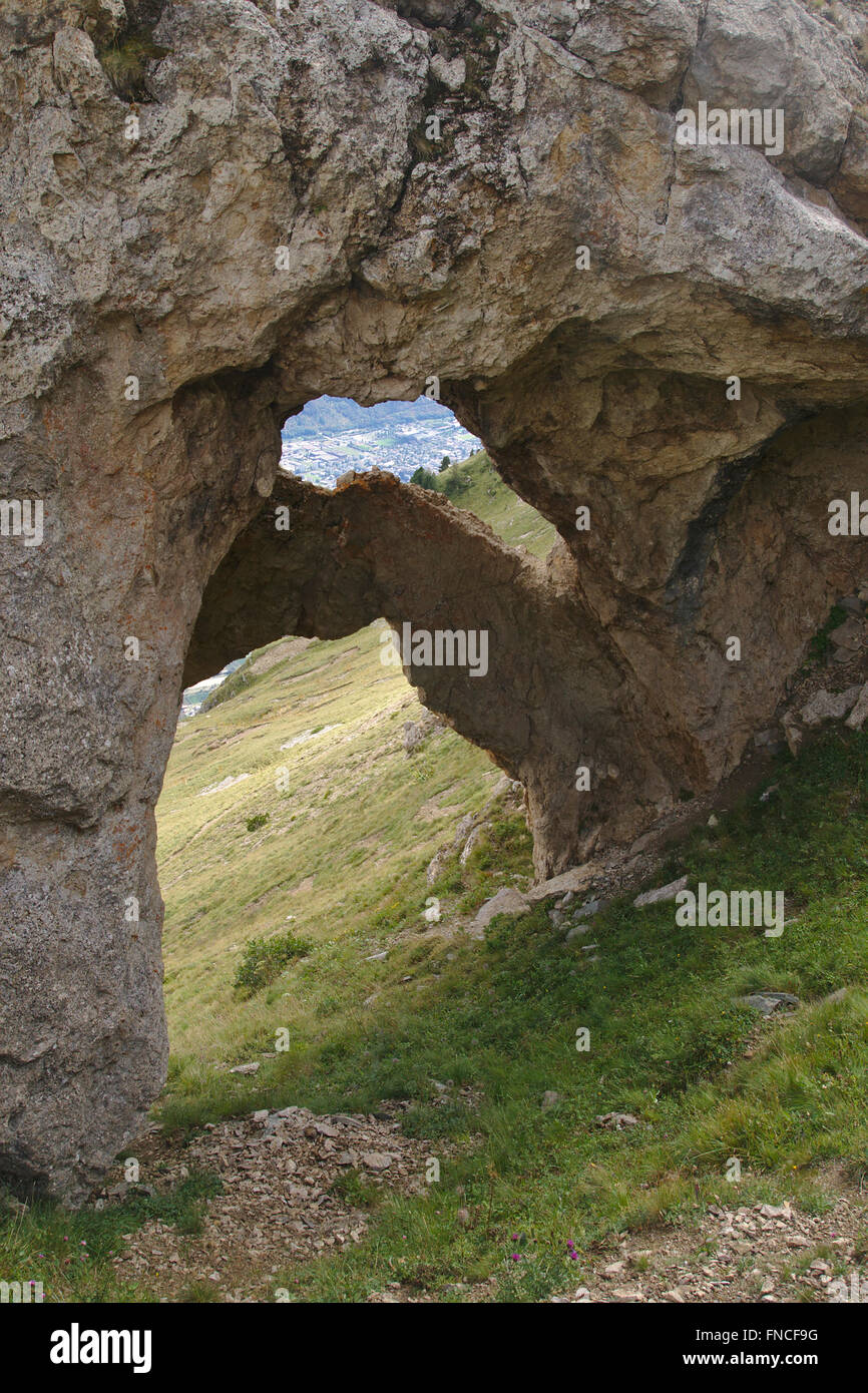 Portail de Fully rock arch (dolomite, Rauwacke) near Martigny Stock ...