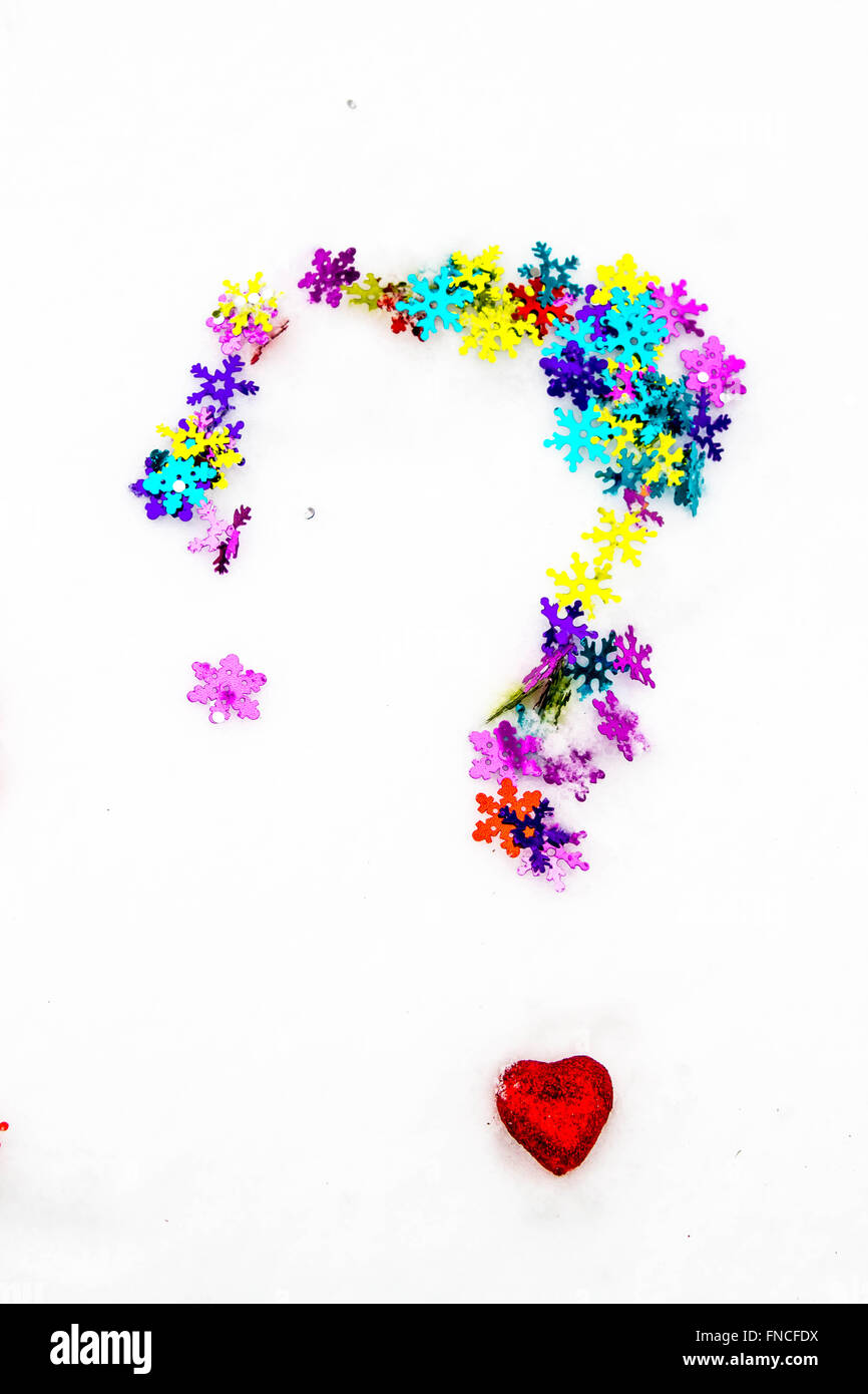 The question mark in the snow Stock Photo - Alamy
