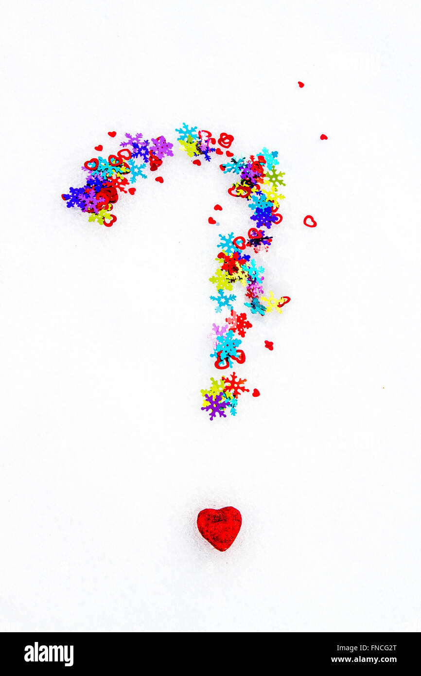 The question mark in the snow Stock Photo - Alamy