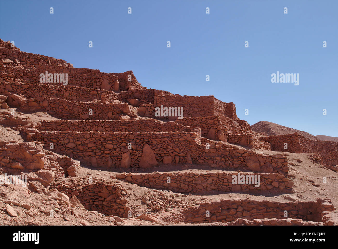 Medieval ruins Pukara de Quitor near San Pedro de Atacama, Chile Stock ...